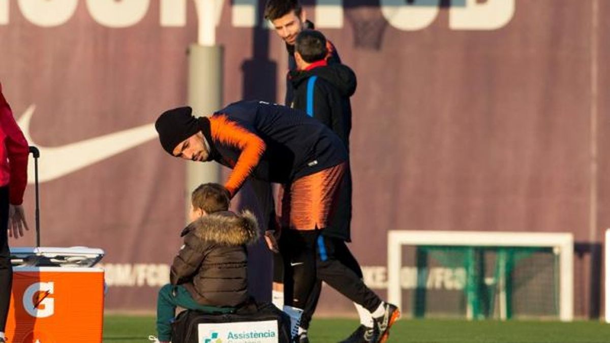 Benjamín, el hijo de Luis Suárez, protagonista en el entrenamiento